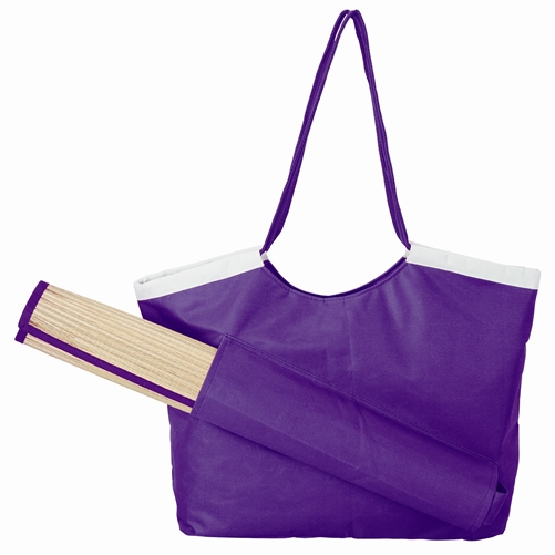 Custom Beach Tote Bag w/ Roll Up Natural Fiber Mat in bulk | Save Your Ink