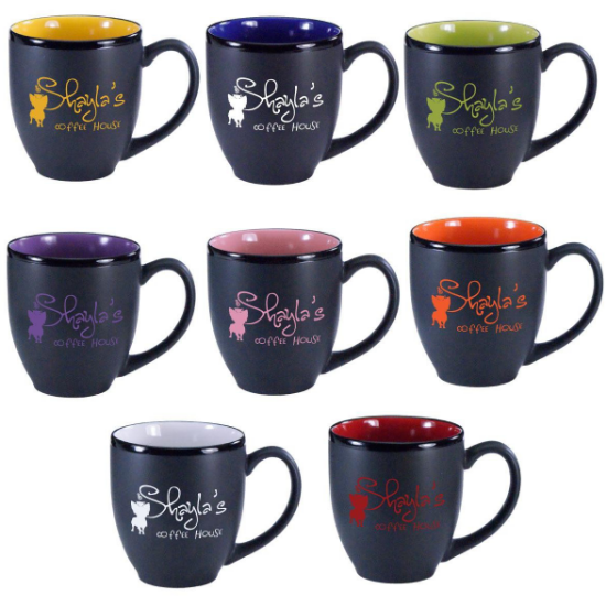Custom Matte Black Out Hilo Bistro Mugs in bulk | Save Your Ink