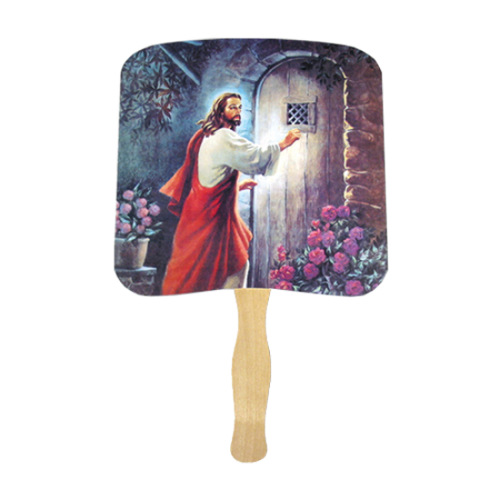 Custom Jesus Knocking at the Door Hand Fans in bulk | Save Your Ink